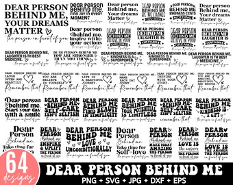 Dear Person Behind Me SVG Bundle, Person Behind Me Svg, Kindness Svg ...