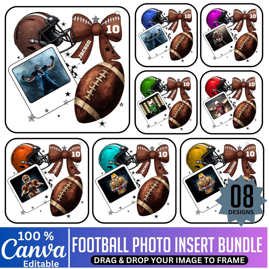 08 Fall Football Photo Insert Bundle, Trendy Game Day Fall Football ...