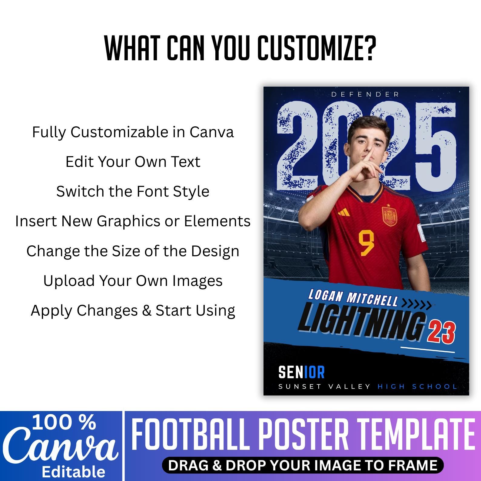 10 Football Poster Canva Template, Editable Football Bundle, Soccer ...