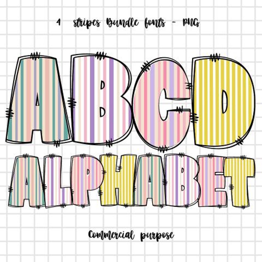 Stripes Pattern Alphabet Clipart, Minimalist Striped Letters, Stylish ...
