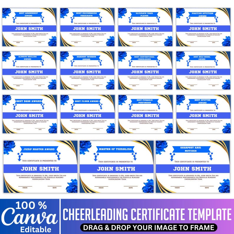 50 Cheerleading Certificates Template, Cheerleading Awards Canva ...