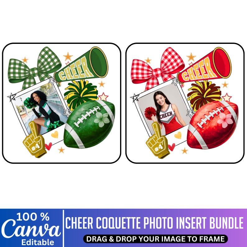 Cheer Coquette Football Photo Insert Designs, Custom Canva Editable ...