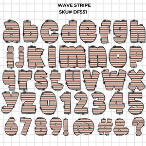 Stripes Pattern Alphabet Clipart, Minimalist Striped Letters, Stylish ...