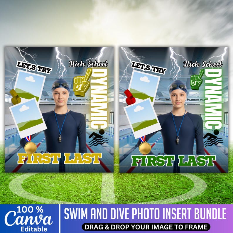 Swim and Dive Poster Bundle Template, Custom Photo Insert Dive Banner ...
