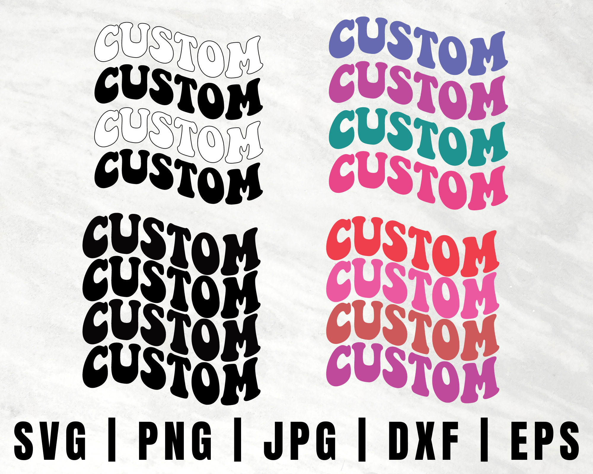 Retro Wavy Text Svg Wavy Stacked Svg Custom Groovy Text - Etsy Canada