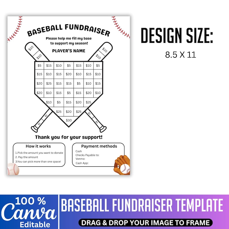 Custom Fill My Baseball Fundraiser Template, Color My Baseball ...