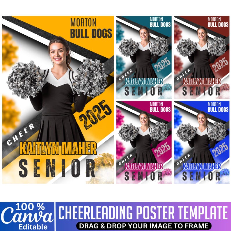10 Cheerleading Poster Template, Editable Canva Template, Senior Night ...