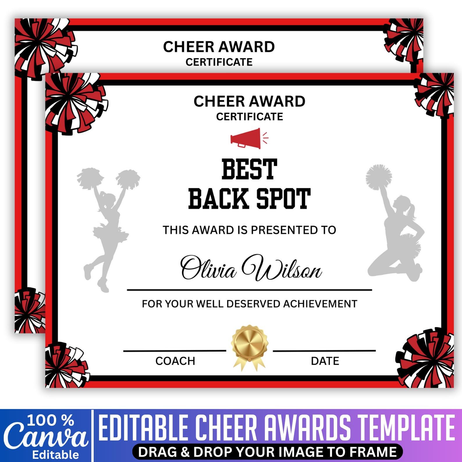 30 Cheerleading Certificates Template, Cheerleading Awards Canva ...