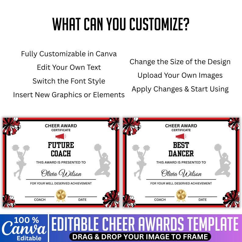 30 Cheerleading Certificates Template, Cheerleading Awards Canva ...