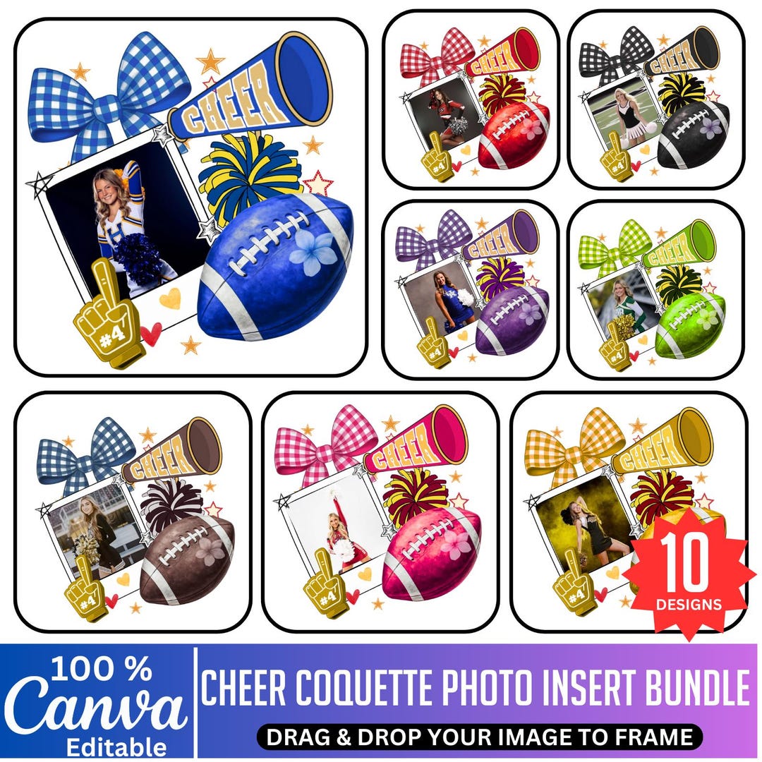 Cheer Coquette Football Photo Insert Designs, Custom Canva Editable ...