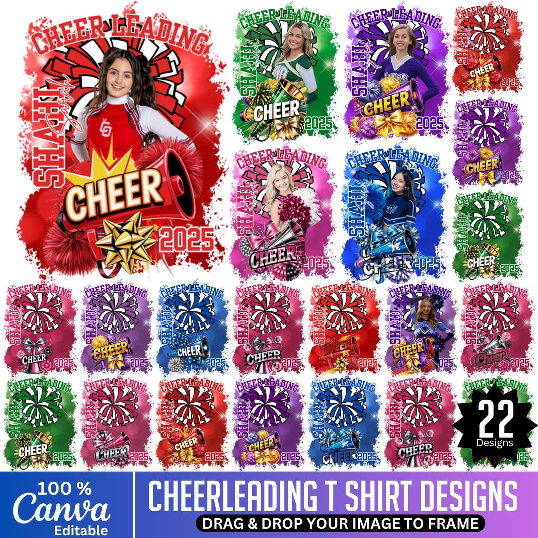 22 Cheerleading T Shirt Design, Canva Editable Template, Cheerleading ...