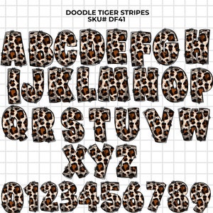 Leopard Print Doodle Alphabet Bundle, Animals Skin Alphabet Png, Animal ...