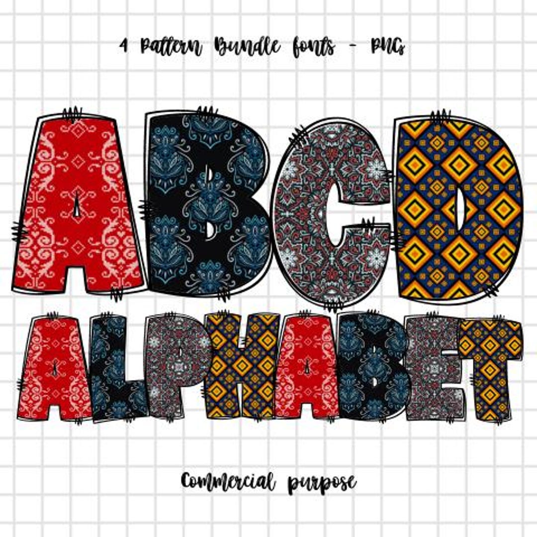 Pattern Alphabet Clipart, Decorative Letter Bundle, Stylish Sublimation ...