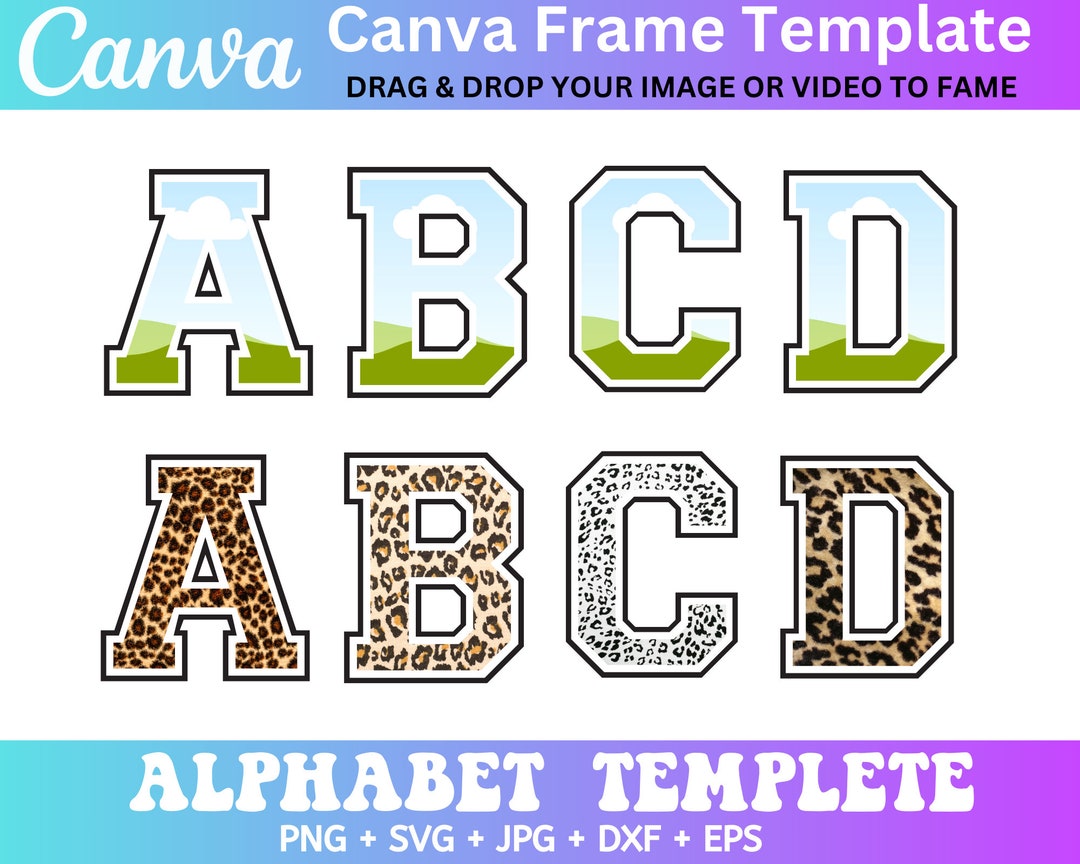 Canva Frame Alphabet Canva Frame Varsity Letters Varsity Font Jersey Letters Template Sports