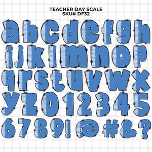 School Teacher Doodle Alphabet Bundle, Teacher PNG Letters, Numbers ...