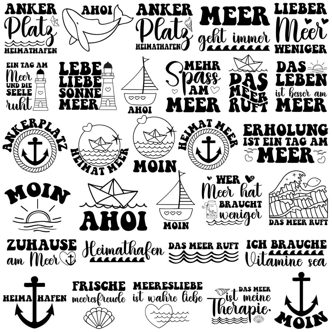 30 German Meer Svg Bundle, German Nautical Svg, German Meer Plotter ...