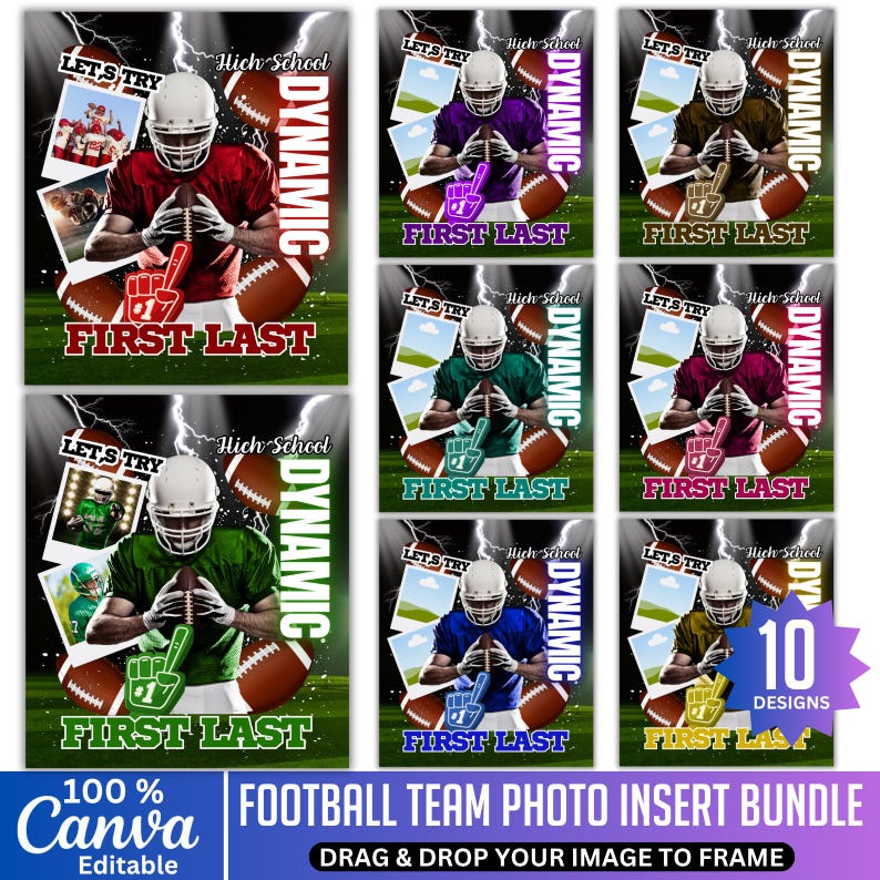 Football Team Bundle Template, Custom Photo Insert Football Banner ...