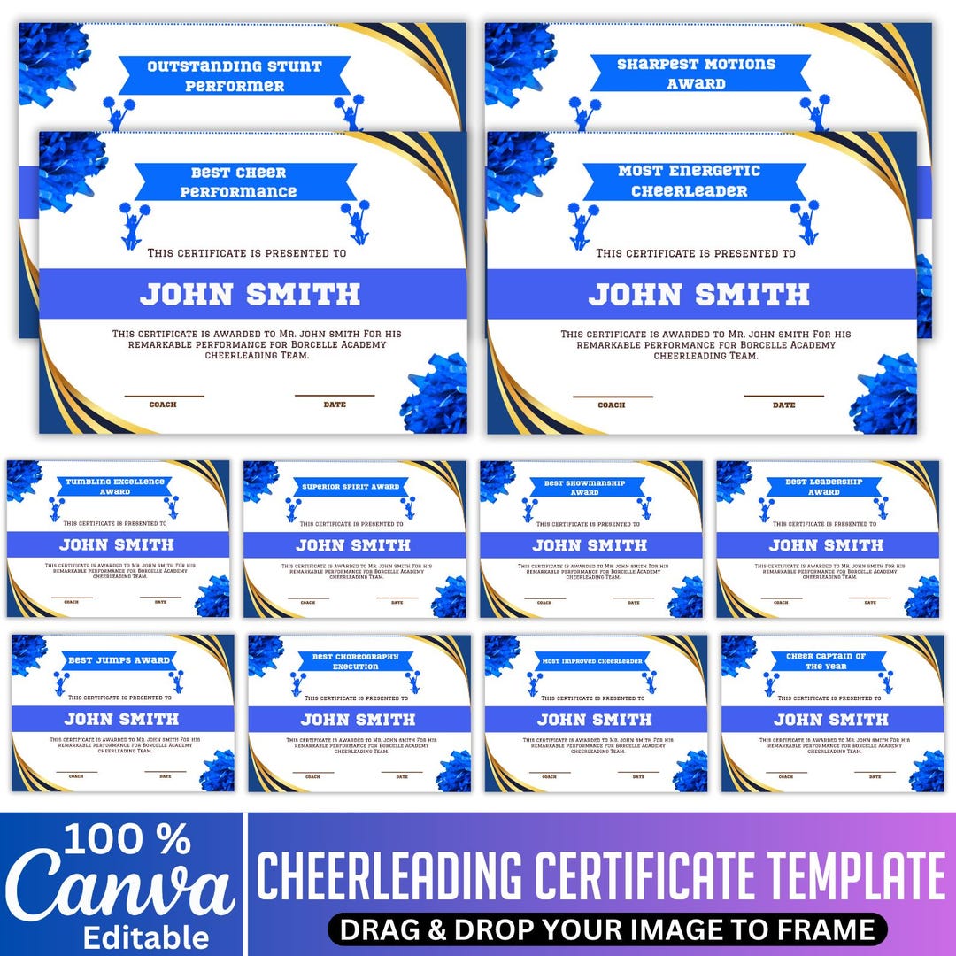 50 Cheerleading Certificates Template, Cheerleading Awards Canva ...