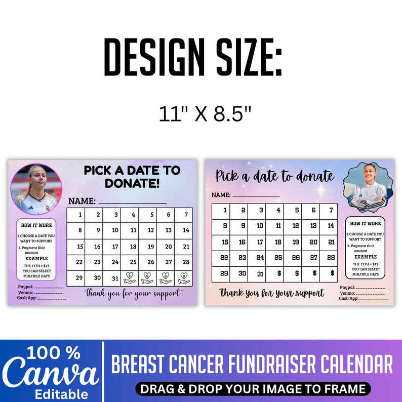All Purpose Fundraiser Calendar Template, Pick Date to Donate ...