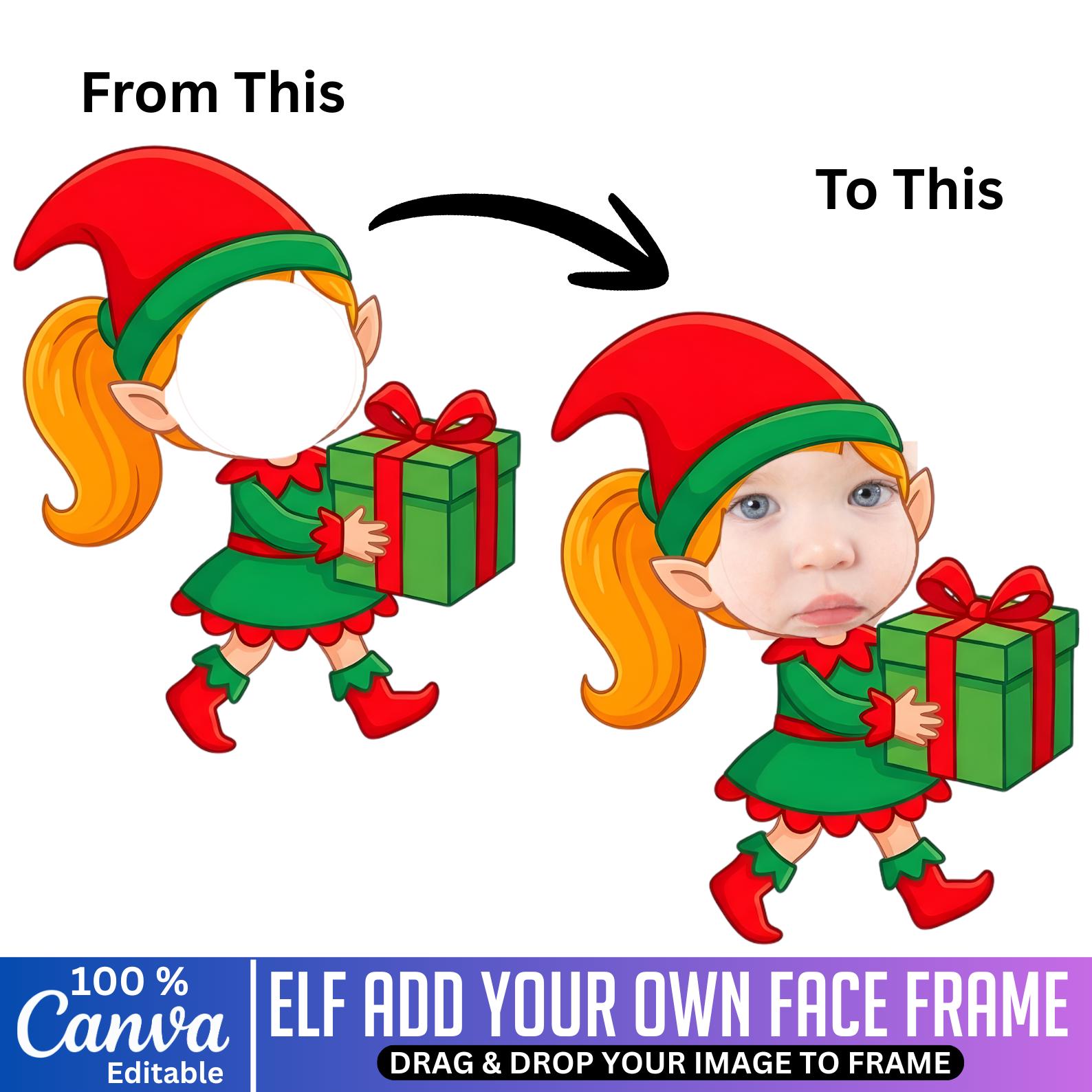 50 Christmas Elf Add Your Own Face Photo Frames Bundle, Santa, Elf Face ...