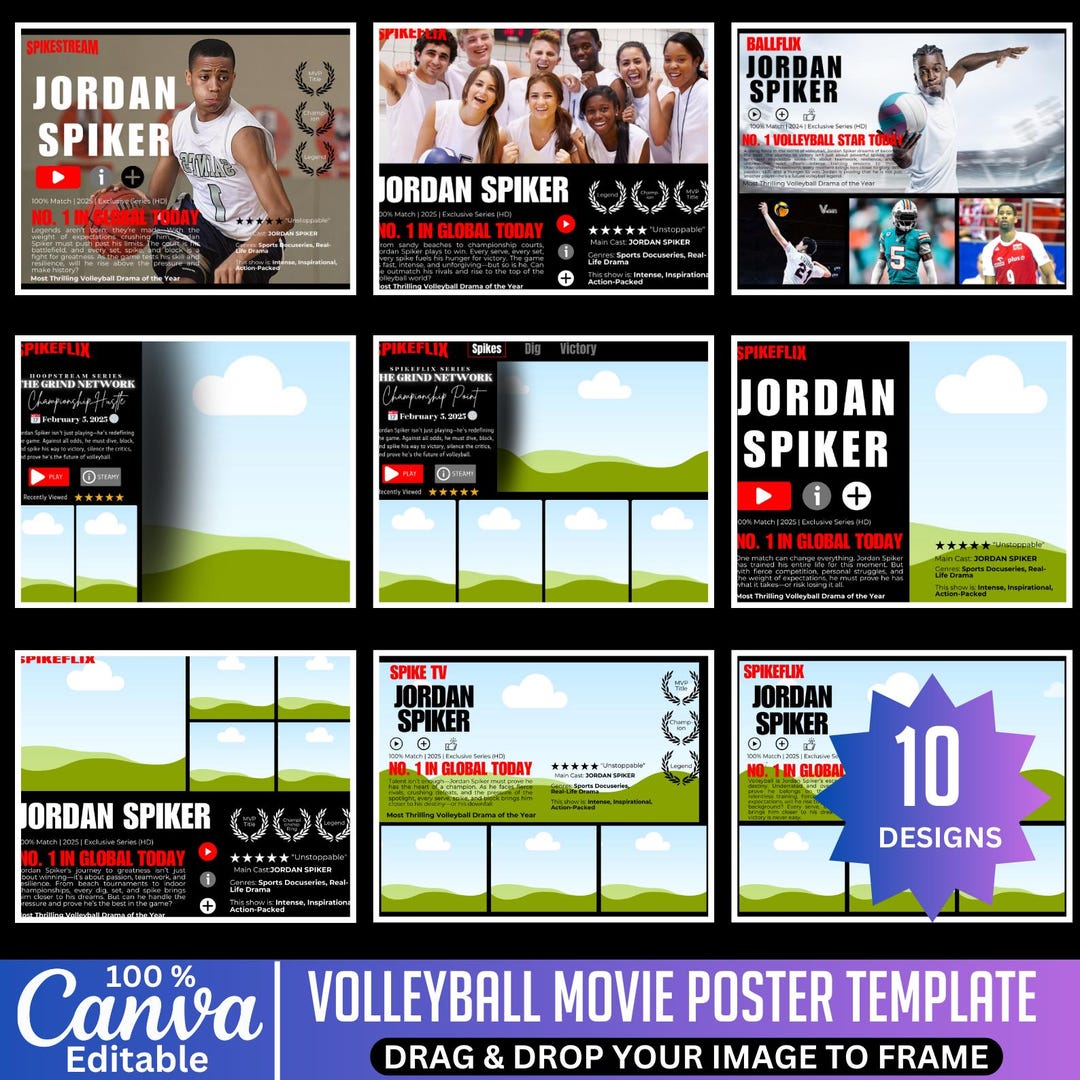 Editable Volleyball Flix Movie Poster Template, Customizable Volleyball ...