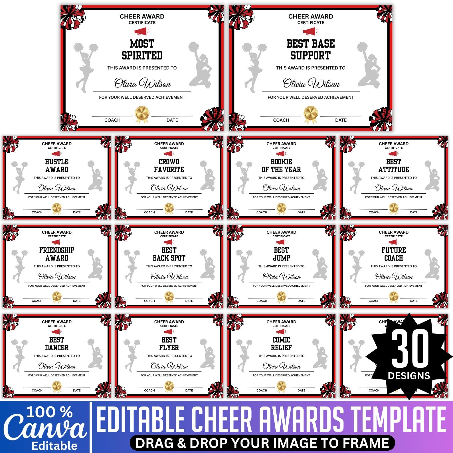 30 Cheerleading Certificates Template, Cheerleading Awards Canva ...