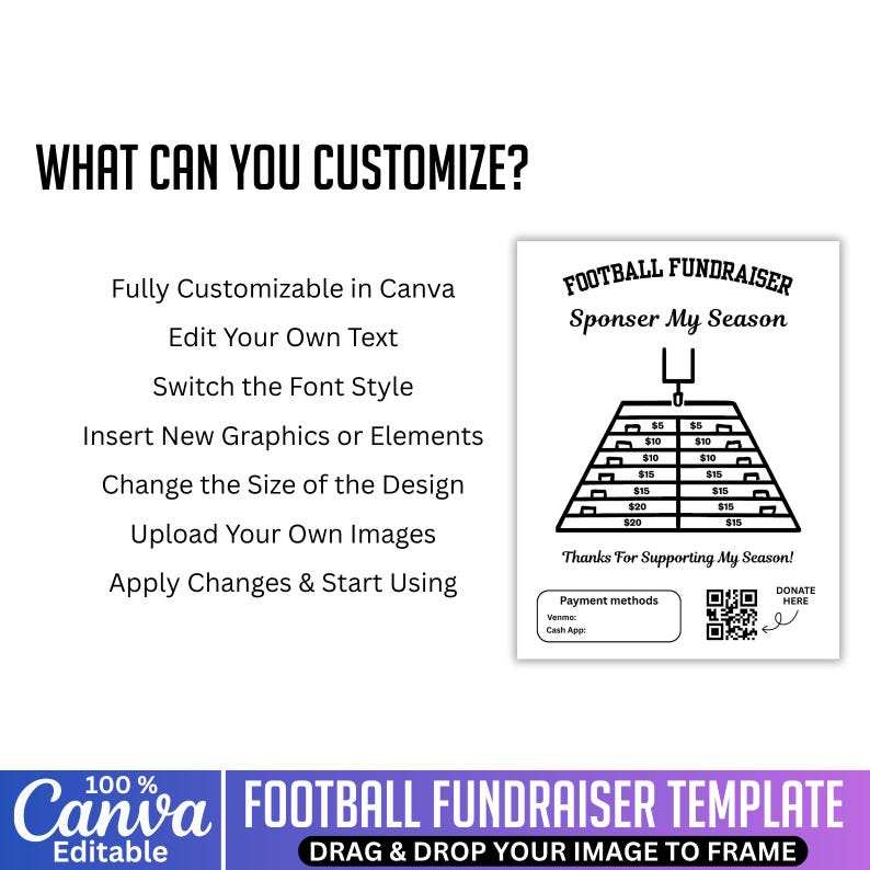 Football Fundraiser Canva Template, Football Pick a Date Calendar ...