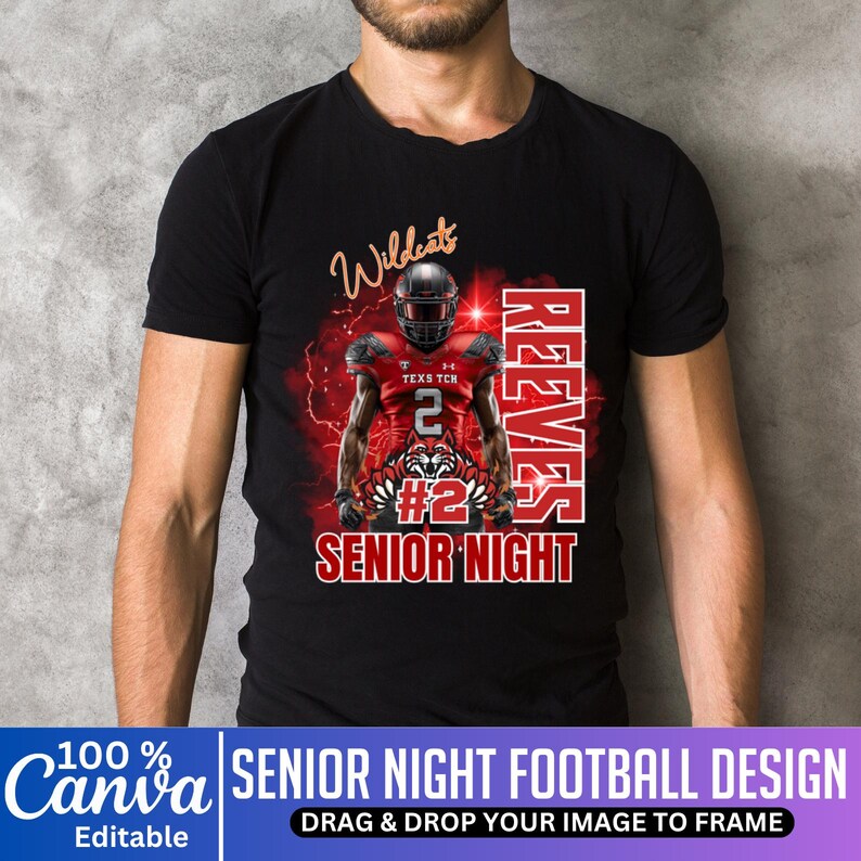 10 Senior Night Football Shirt Template, Canva Editable Mascot Football ...