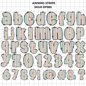 Stripes Pattern Alphabet Clipart, Minimalist Striped Letters, Stylish ...