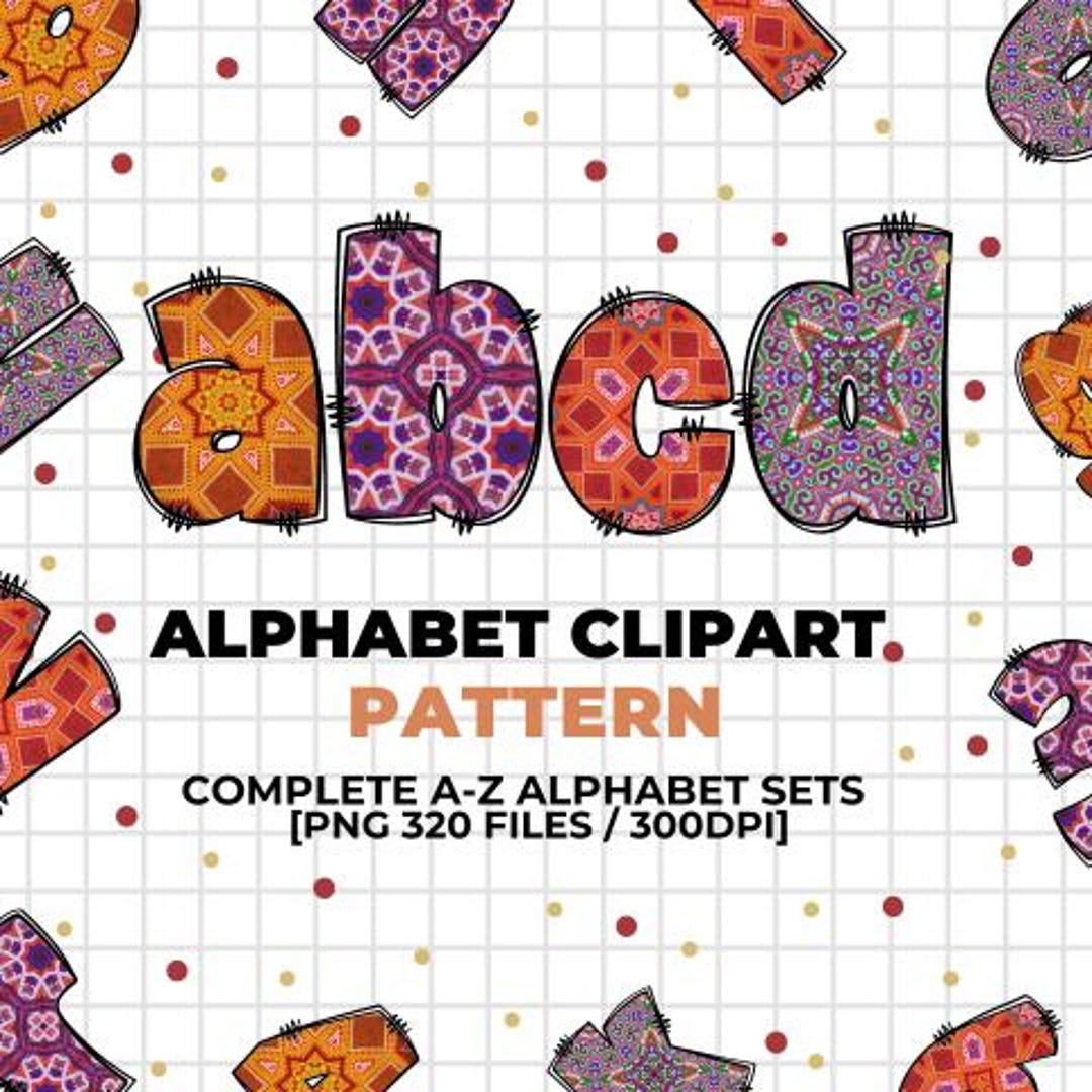 Pattern Alphabet Clipart, Decorative Letter Bundle, Stylish Sublimation ...