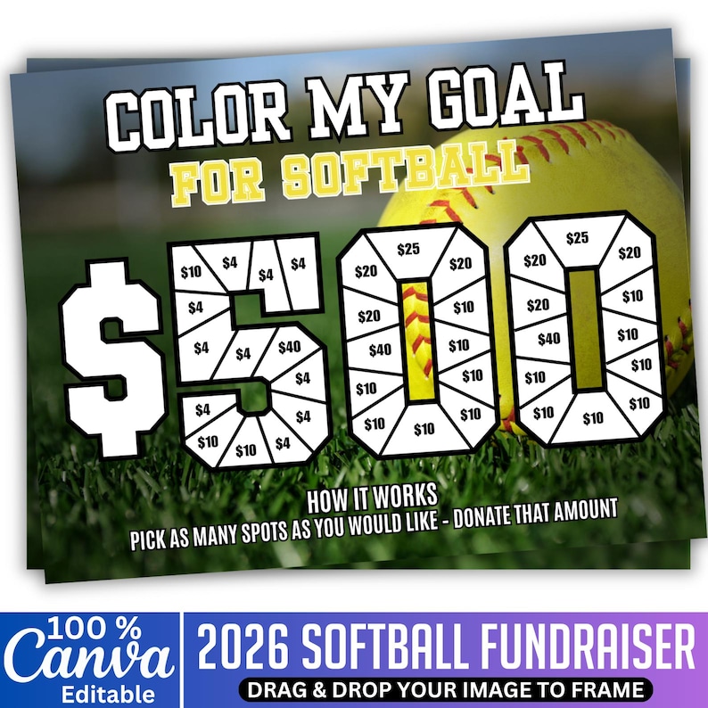 03 Softball Fundraiser Canva Editable Template, Custom Softball ...
