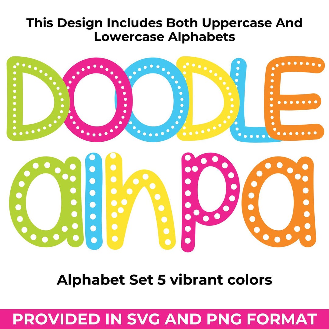 White Dots Alphabet, Doodle Alphabet Svg Design, Doodle Sublimation ...