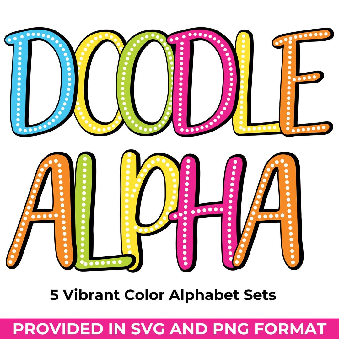 White Dots Alphabet, Doodle Alphabet Svg Design, Doodle Sublimation ...