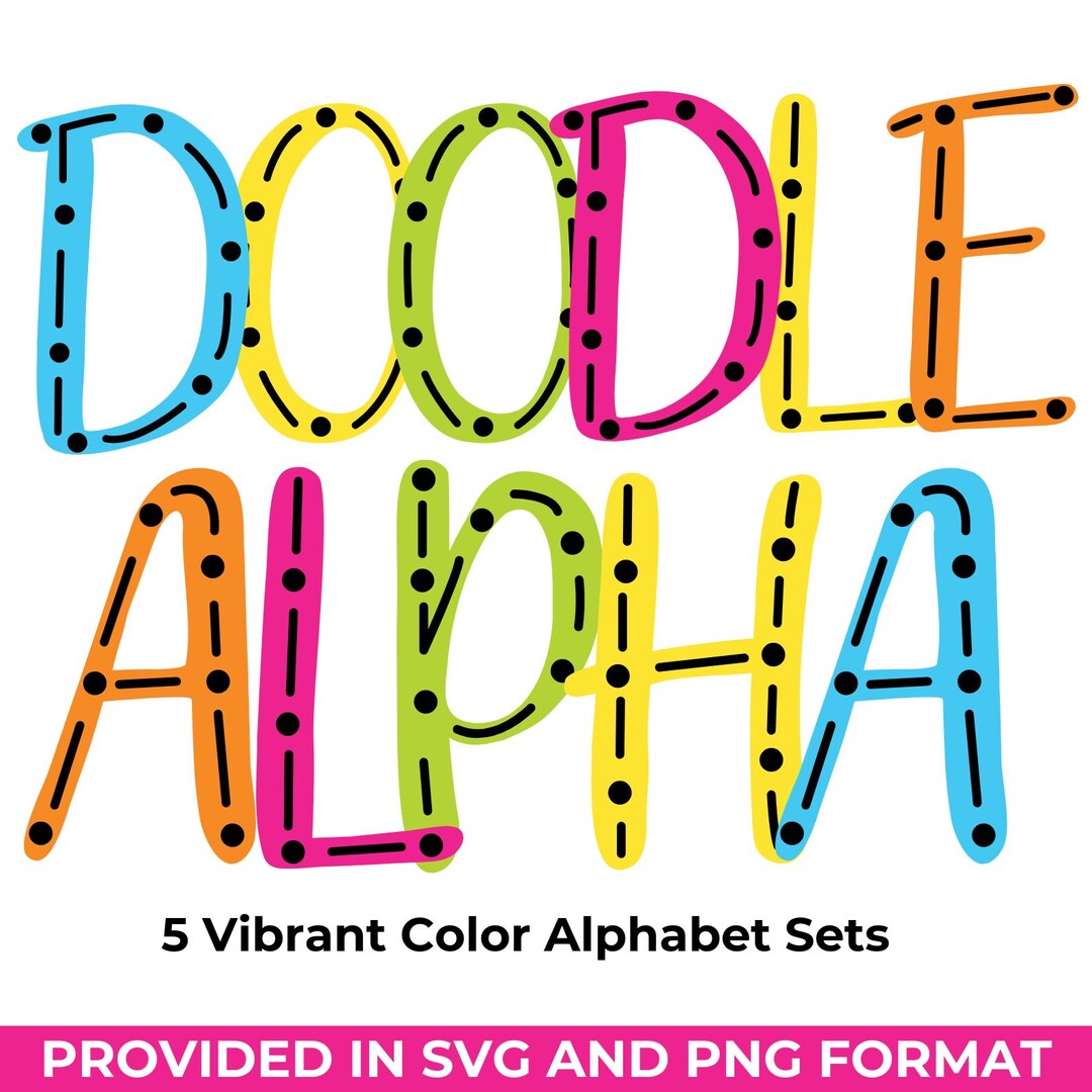 Black Lines and Dots Alphabet, Doodle Alphabet Svg Design, Doodle ...