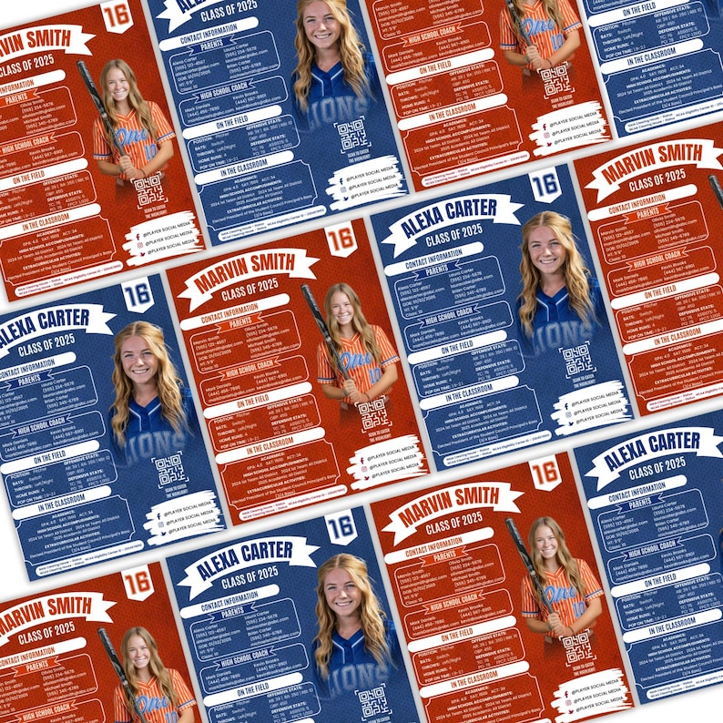 Softball Player Profile Sheet, Sports Recruiting Profile , Athlete ...
