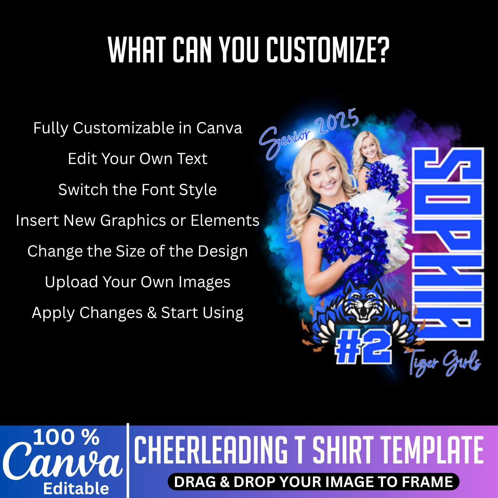 Cheerleading Editable T Shirt Template Game Day Design, Template Bundle ...