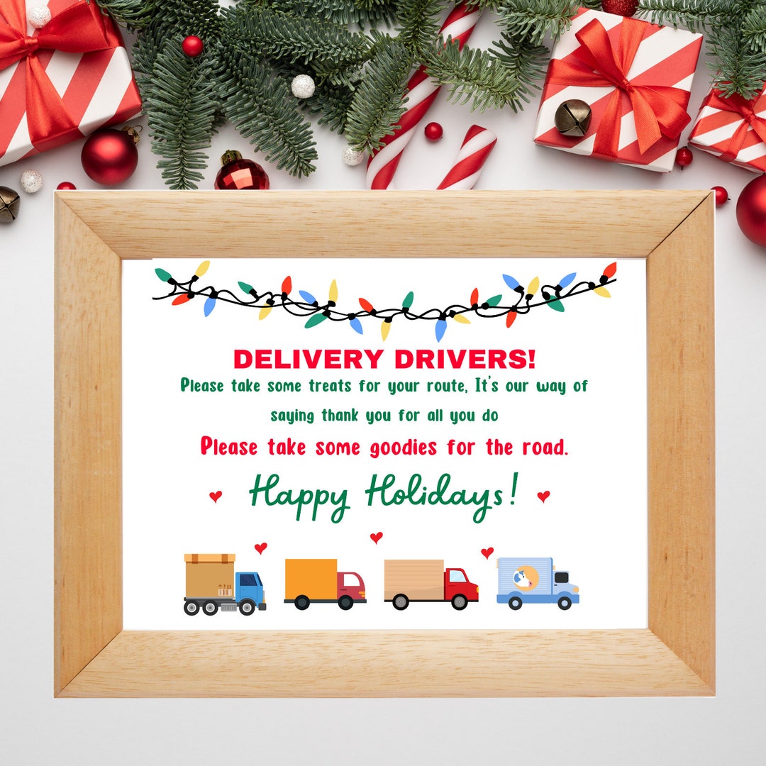 Delivery Driver Snack Sign, Christmas Deliveries Thank You, Happy ...