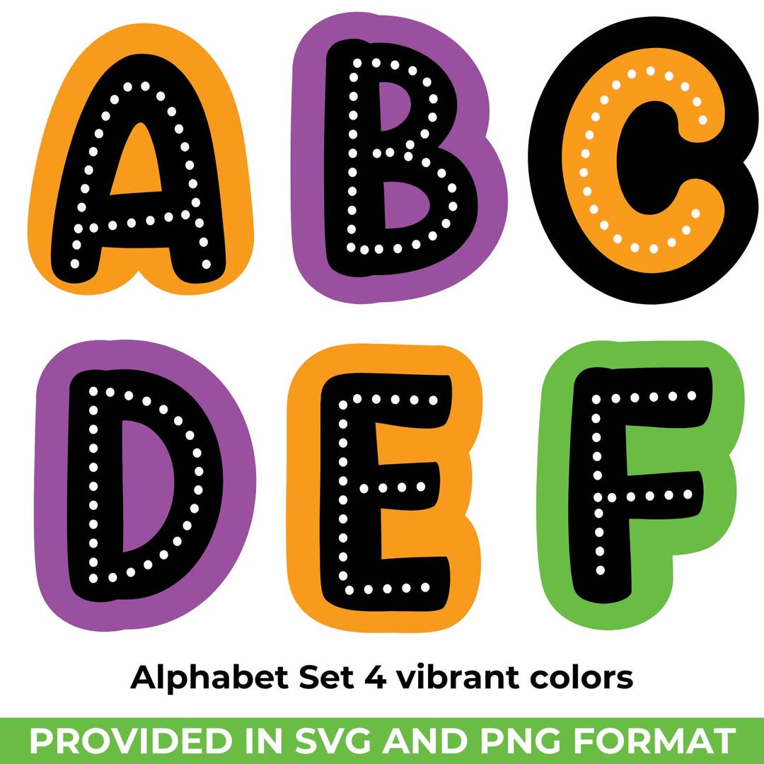 Vibrant Doodle Alphabet SVG Set, Neon Colorful Letter Designs, Bright ...