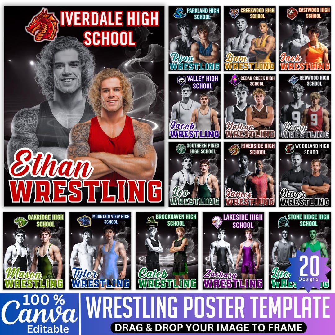 Wrestling Poster Canva Template, Editable Wrestling Banner Sports ...