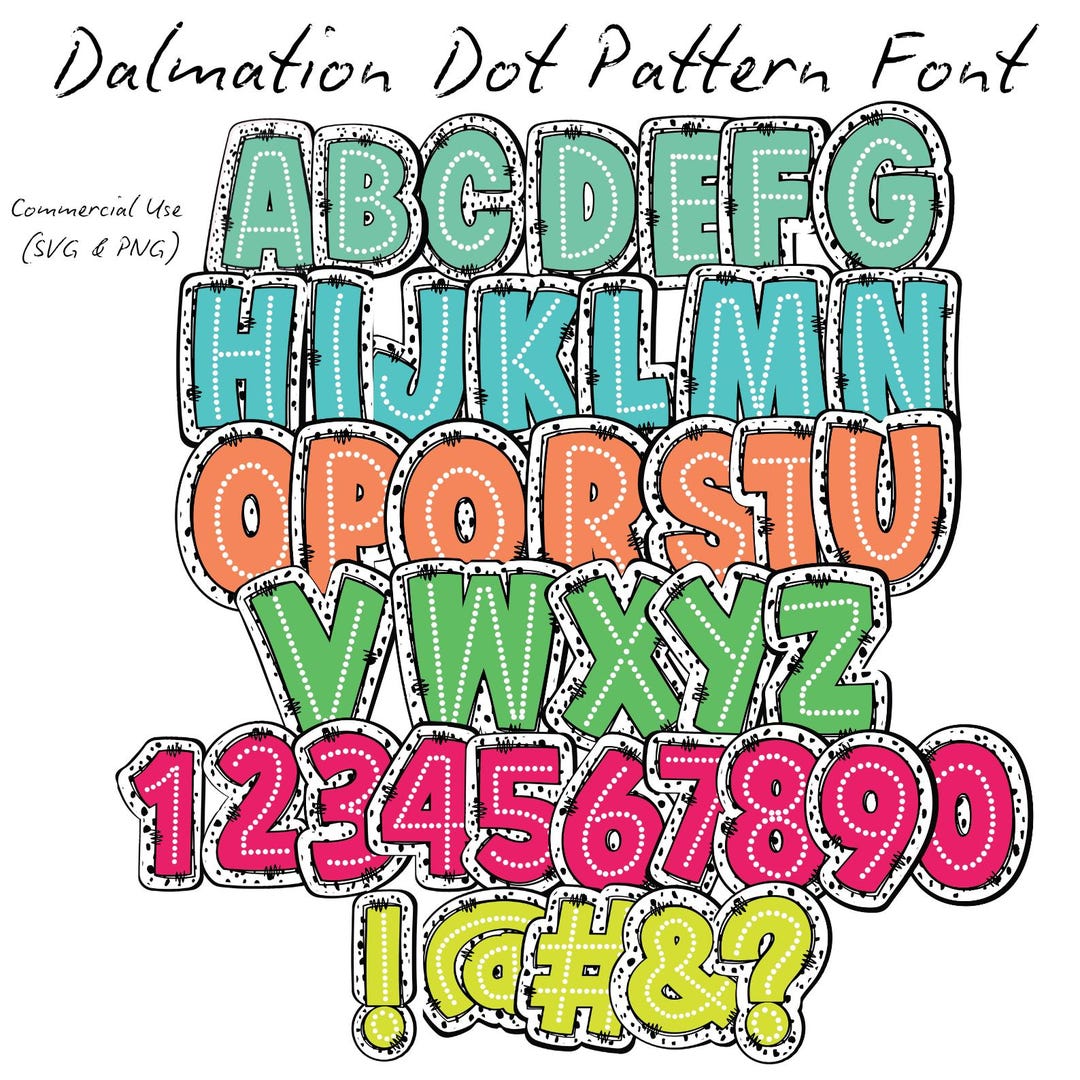 Dalmatian Dots Letters PNG Bundle, Bright Color Polka Dot Letters ...