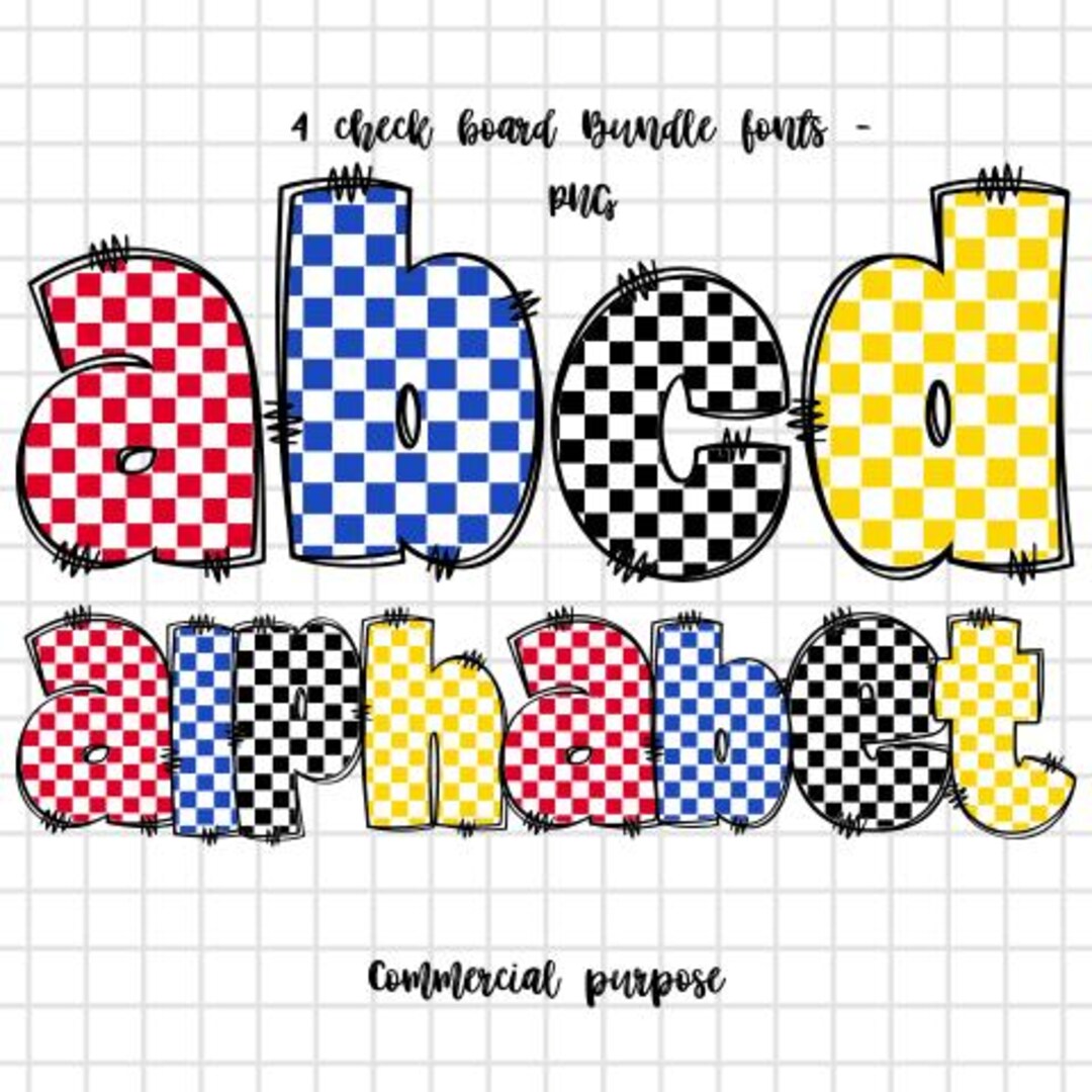 Check Board Pattern Alphabet Clipart, Checkboard Doodle Letters ...
