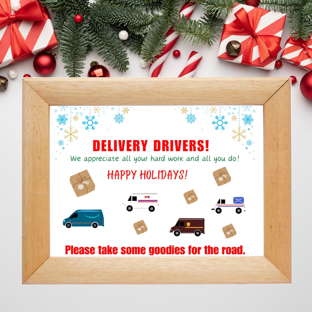 Delivery Driver Snack Sign Christmas Deliveries Thank You - Etsy