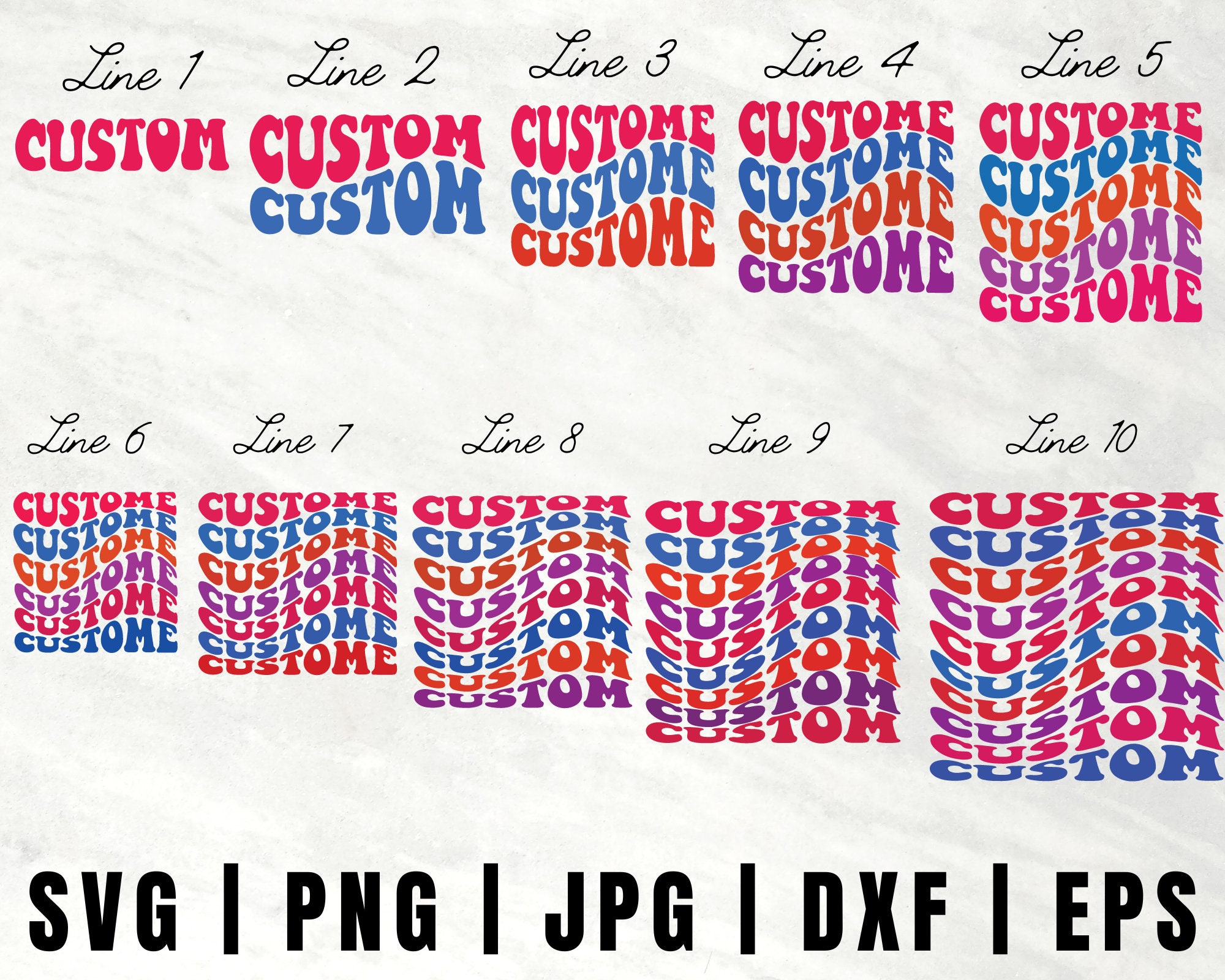 Retro Wavy Text Svg Wavy Stacked Svg Custom Groovy Text - Etsy Canada