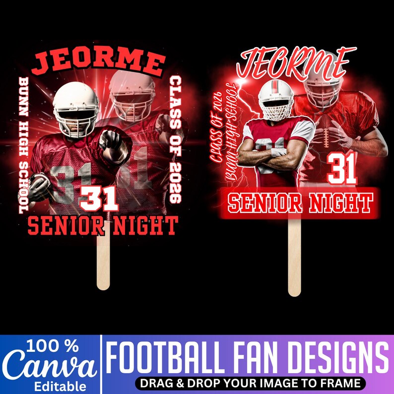 10 Senior Night Football Fan Template Bundle, Game Day Football Fan ...