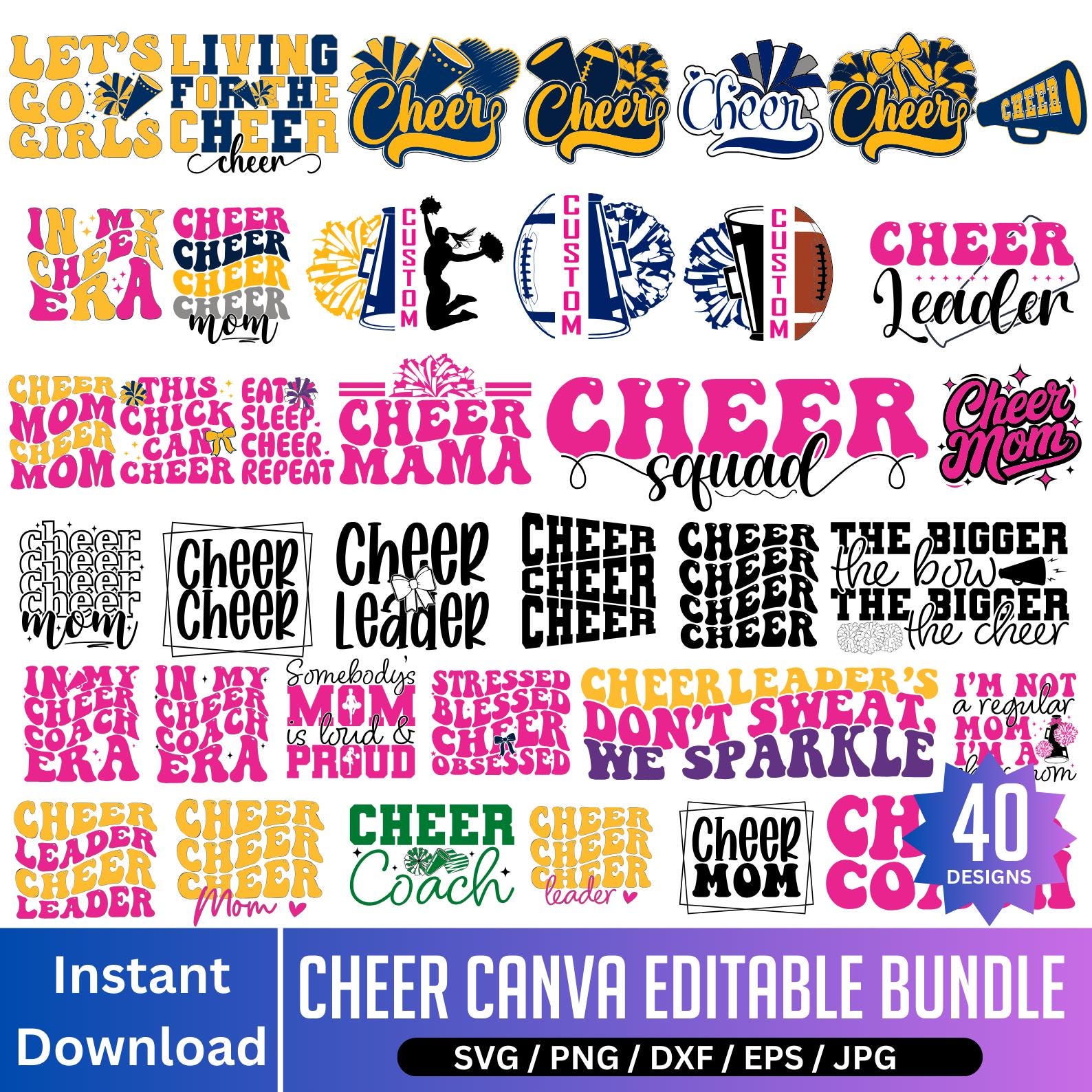 40 Cheer SVG Bundle, Cheerleading SVG, Cheer Megaphone SVG, Cheer Team ...
