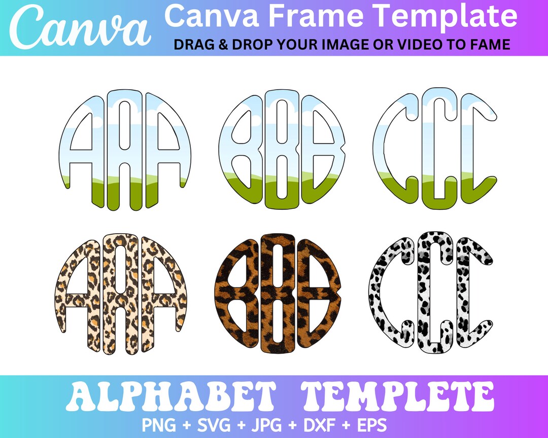 Canva Frame Alphabet, Canva Frame Monogram Blank Letters, Editable ...
