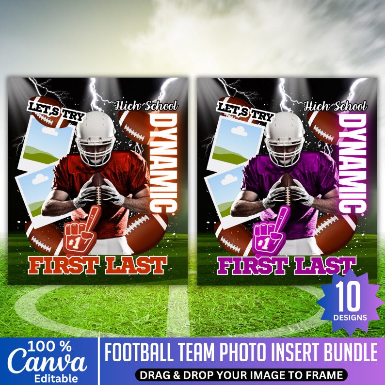 Football Team Bundle Template, Custom Photo Insert Football Banner ...