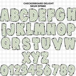 Check Board Pattern Alphabet Clipart, Checkboard Doodle Letters ...