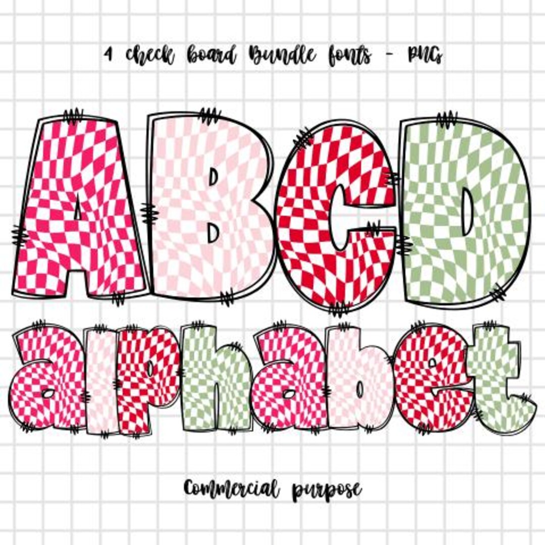 Check Board Pattern Alphabet Clipart, Colorful Checkboard Doodle ...