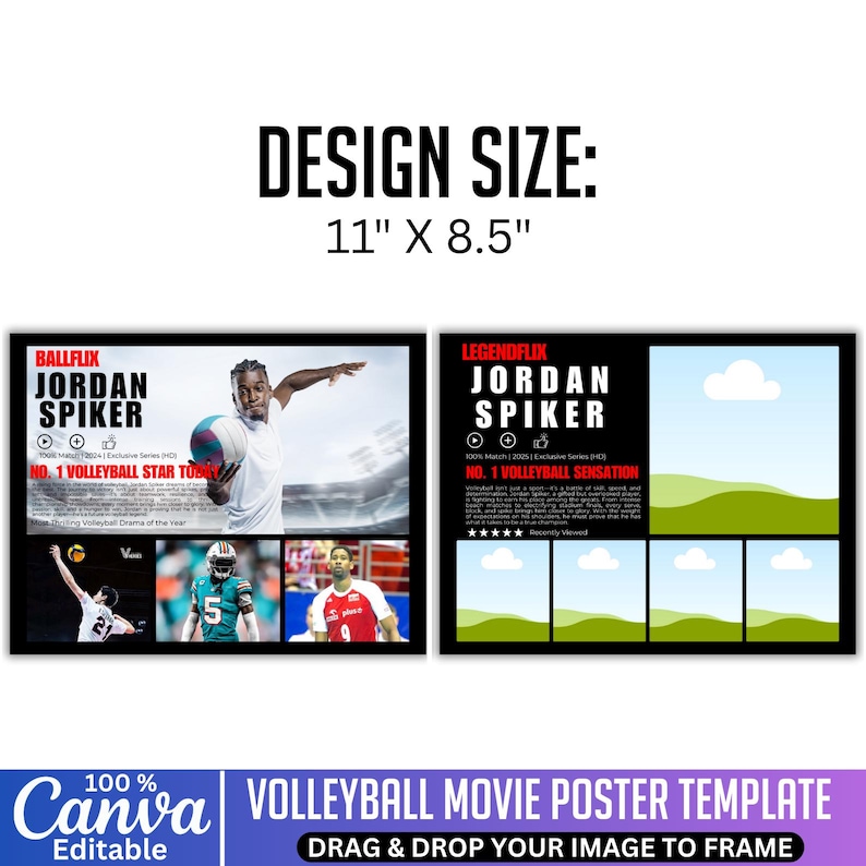 Editable Volleyball Flix Movie Poster Template, Customizable Volleyball ...